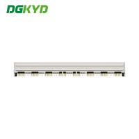 China 90 Degree 1x8 RJ45 Female Jack 8 Port Network Connector with LED Shielded for sale