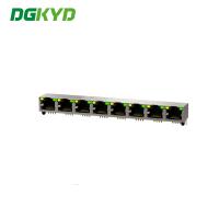 China 90 Degree 1x8 RJ45 Female Jack 8 Port Network Connector with LED Shielded for sale