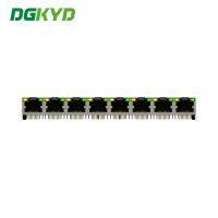 China 90 Degree 1x8 RJ45 Female Jack 8 Port Network Connector with LED Shielded for sale