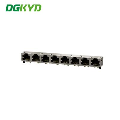 China RJ45 Cat5 1x8 Multi Port Modular Jack with EMI Finger Shield Without LED DGKYD561888HWA1DY1022 for sale