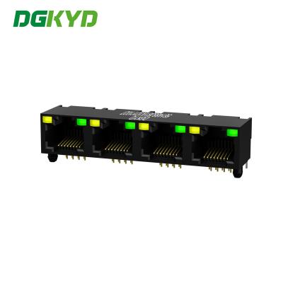 China DGKYD 1x4 RJ45 Female Connector with LED All Plastic 10/100/1000Base-T Unshielded for sale