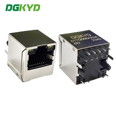 China DGKYD511Q066AA2A8D Vertical RJ45 Connector with Integrated Filter for Gigabit Ethernet -40℃ to 85℃ Temperature Range for sale