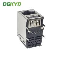 China DGKYD611U2B203DA2WDDB Gigabit RJ45 + USB 2.0 Connector with Filter - 265℃ Wave Soldering, -40℃ to 85℃ Operating Range for sale