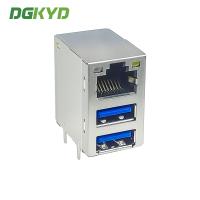 China RJ45 Connector with Dual USB 3.0 Sockets - Gigabit Network Interface 10/100/1000BASE-T with 30u Gold Plating for sale