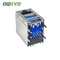 China RJ45 Connector with Dual USB 3.0 Sockets - Gigabit Network Interface 10/100/1000BASE-T with 30u Gold Plating for sale