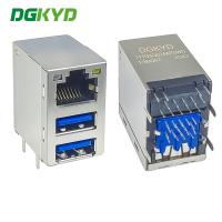 China RJ45 Connector with Dual USB 3.0 Sockets - Gigabit Network Interface 10/100/1000BASE-T with 30u Gold Plating for sale