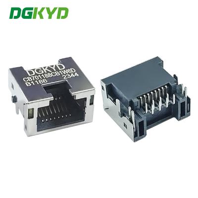 China Low Profile RJ45 Female Connector 8P8C Inline SMT with 10/100/1000BASE-T Support and -40℃ to 85℃ Operating Range for sale