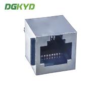 China Vertical RJ45 PCB Socket 8-Pin DIP Ethernet Connector 1x1 Port 10/100/1000BASE-T/TX Through Hole for sale