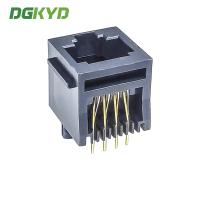 China Vertical RJ45 PCB Socket 8-Pin DIP Ethernet Connector 1x1 Port 10/100/1000BASE-T/TX Through Hole for sale