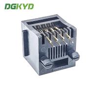 China Vertical RJ45 PCB Socket 8-Pin DIP Ethernet Connector 1x1 Port 10/100/1000BASE-T/TX Through Hole for sale