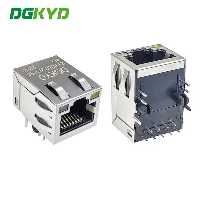 China Horizontal RJ45 Interface Gigabit Ethernet Connector Dual Color Light Network Interface DGKYD211Q072FF5A4D for sale