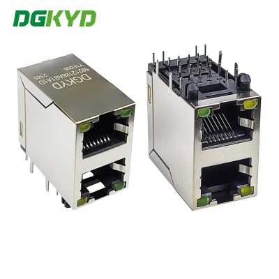 China DGKYD 2x1 RJ45 Modular Jack Connector 90 Degree Side Entry with LED 8P8C Through Hole for sale
