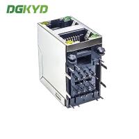 China DGKYD 2x1 RJ45 Modular Jack Connector 90 Degree Side Entry with LED 8P8C Through Hole for sale