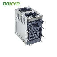 China 2x1 Dual Port RJ45 Connector with LED Wing Type Short Body 8P8C Unshielded for sale