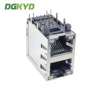 China 2x1 Dual Port RJ45 Connector with LED Wing Type Short Body 8P8C Unshielded for sale