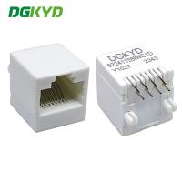 China DGKYD 8P8C RJ45 Connector Vertical PCB Mount Socket - 8 Position, 1000BASE-T Compatible, White PA46 Housing for sale