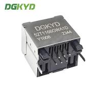 China DGKYD RJ11 6P6C Connector 180° Vertical Shielded Modular Jack 1x1 Through Hole for sale