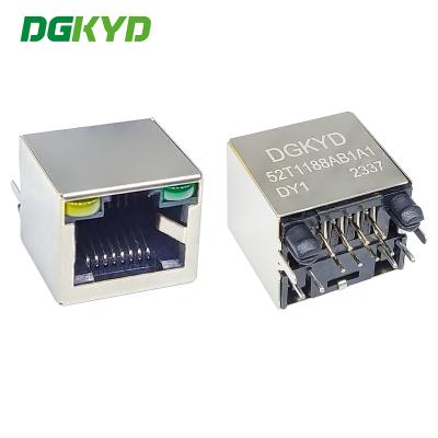 China DGKYD52T1188AB1A1DY1 8P8C RJ45 Connector 180° Vertical Interface Shielded with 8 Positions and Gold Plating Options for sale