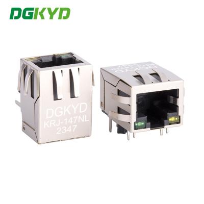 China KRJ-147NL 100M RJ45 Network Connector with Filter and Shield - 8 Position Side Entry PCB Mount for sale