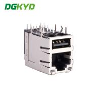 China KRJ-21USBNL Rj45 8p8c Modular Connector USB2.0 Socket Integrated With 100Mbps Network Interface Tab Up for sale