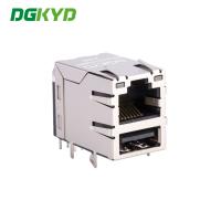 China KRJ-21USBNL Rj45 8p8c Modular Connector USB2.0 Socket Integrated With 100Mbps Network Interface Tab Up for sale
