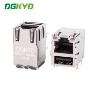 China KRJ-21USBNL Rj45 8p8c Modular Connector USB2.0 Socket Integrated With 100Mbps Network Interface Tab Up for sale