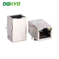 China KRJ-098GNL Shielded RJ45 Connector with Light Strip - 100Mbps Speed, 8-Position Side Entry Design for sale