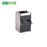 China KRJ-098GNL Shielded RJ45 Connector with Light Strip - 100Mbps Speed, 8-Position Side Entry Design for sale
