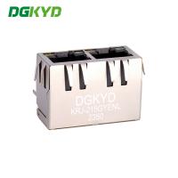 China KRJ-215GYENL 2-Port RJ45 Connector with Integrated Filter 100Mbps Ethernet Interface 21.05mm Length for sale