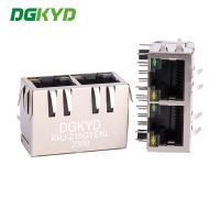 China KRJ-215GYENL 2-Port RJ45 Connector with Integrated Filter 100Mbps Ethernet Interface 21.05mm Length for sale