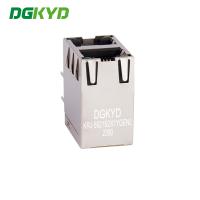 China KRJ-5921S2X1YGENL 2x1 Dual Port RJ45 Connector Shielded Right Angle with LED 8P8C for sale