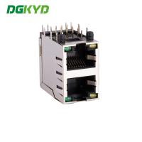 China KRJ-5921S2X1YGENL 2x1 Dual Port RJ45 Connector Shielded Right Angle with LED 8P8C for sale