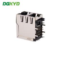 China KRJ-5921S2X1YGENL 2x1 Dual Port RJ45 Connector Shielded Right Angle with LED 8P8C for sale