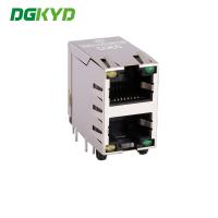 China KRJ-5921S2X1YGENL 2x1 Dual Port RJ45 Connector Shielded Right Angle with LED 8P8C for sale
