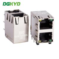 China KRJ-5921S2X1YGENL 2x1 Dual Port RJ45 Connector Shielded Right Angle with LED 8P8C for sale