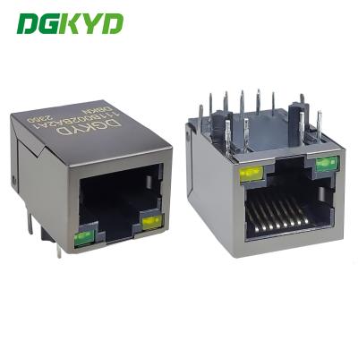 China DGKYD111B002BA2A1DBKN RJ45 Ethernet Connector 100Mbps 8-Position Shielded with Gold 6μ Plating for sale