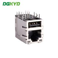 China KRJ-008QGYGUSBNL Metal Shield USB RJ45 90-Degree Connector with Gigabit Filter and LED Indicators - 29.0mm Length, 0℃ to +70℃ Operating Range for sale