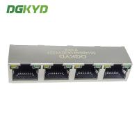 China DGKYD RJ45 4 Port Connector 8P8C Modular Jack Shielded Through Hole 10/100/1000 Base-T for sale