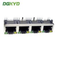 China DGKYD RJ45 4 Port Connector 8P8C Modular Jack Shielded Through Hole 10/100/1000 Base-T for sale