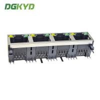 China DGKYD RJ45 4 Port Connector 8P8C Modular Jack Shielded Through Hole 10/100/1000 Base-T for sale