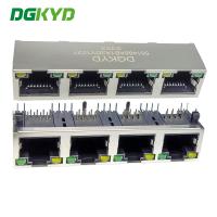 China DGKYD RJ45 4 Port Connector 8P8C Modular Jack Shielded Through Hole 10/100/1000 Base-T for sale