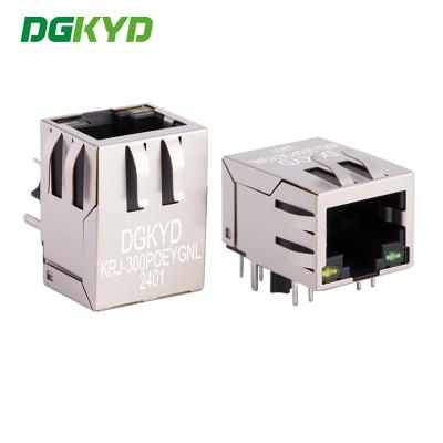 China DGKYD KRJ-300POEYGNL Single Port RJ45 Connector 100Mbps with POE Transformer Jack 10/100 Base-T for sale