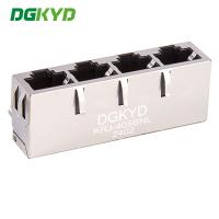 China KRJ-405BNL RJ45 4-Port Network Connector 100Mbps with Integrated Filter 21.3mm Right Angle Mount for sale