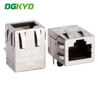 China KRJ-H001WDENL RJ45 Ethernet Socket 100M with Integrated Magnetics, 8-Pin Cat5 Through Hole Connector for sale