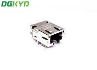 China DGKYD1611Q008FA1A10DB057 Single Port TAB-DOWN DIP RJ45 Connector with LED and 1000BASE-T Performance for sale