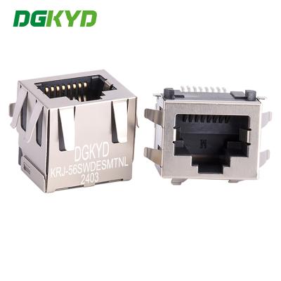 China KRJ-56SWDESMTNL Single Port RJ45 Connector Without LED 8-Position SMD Network Interface -40℃ to +85℃ for sale