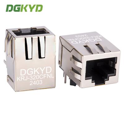 China KRJ-320CFNL Shielded CAT6 RJ45 Connector with Gigabit Filter, Side Entry, 8-Position, -40℃ to +85℃ Temperature Range for sale