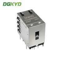 China DGKYD21Q146DB2A2DZJC057 2X1 Dual Port RJ45 Ethernet Connector with Integrated Magnetics - 8 Terminals per Port, Gold 50μ Plating for sale