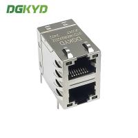 China DGKYD21Q146DB2A2DZJC057 2X1 Dual Port RJ45 Ethernet Connector with Integrated Magnetics - 8 Terminals per Port, Gold 50μ Plating for sale