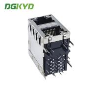 China DGKYD21Q146DB2A2DZJC057 2X1 Dual Port RJ45 Ethernet Connector with Integrated Magnetics - 8 Terminals per Port, Gold 50μ Plating for sale